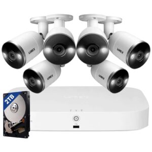 lorex fusion 4k security camera system with 2tb nvr - 8 channel poe wired home security system with 6 ip metal cameras - motion detection, 2-way audio, color night vision, weatherproof surveillance