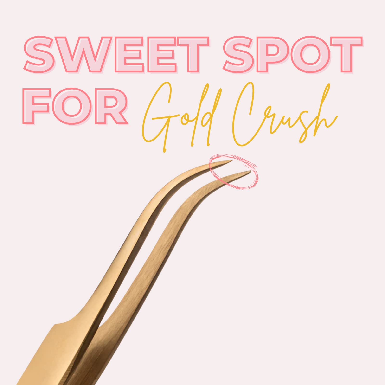 LivBay Lash - Gold Crush Tweezer, Curved Perfect Pointed Tip Tweezers for Eyelash Extension (Professional Use Only)