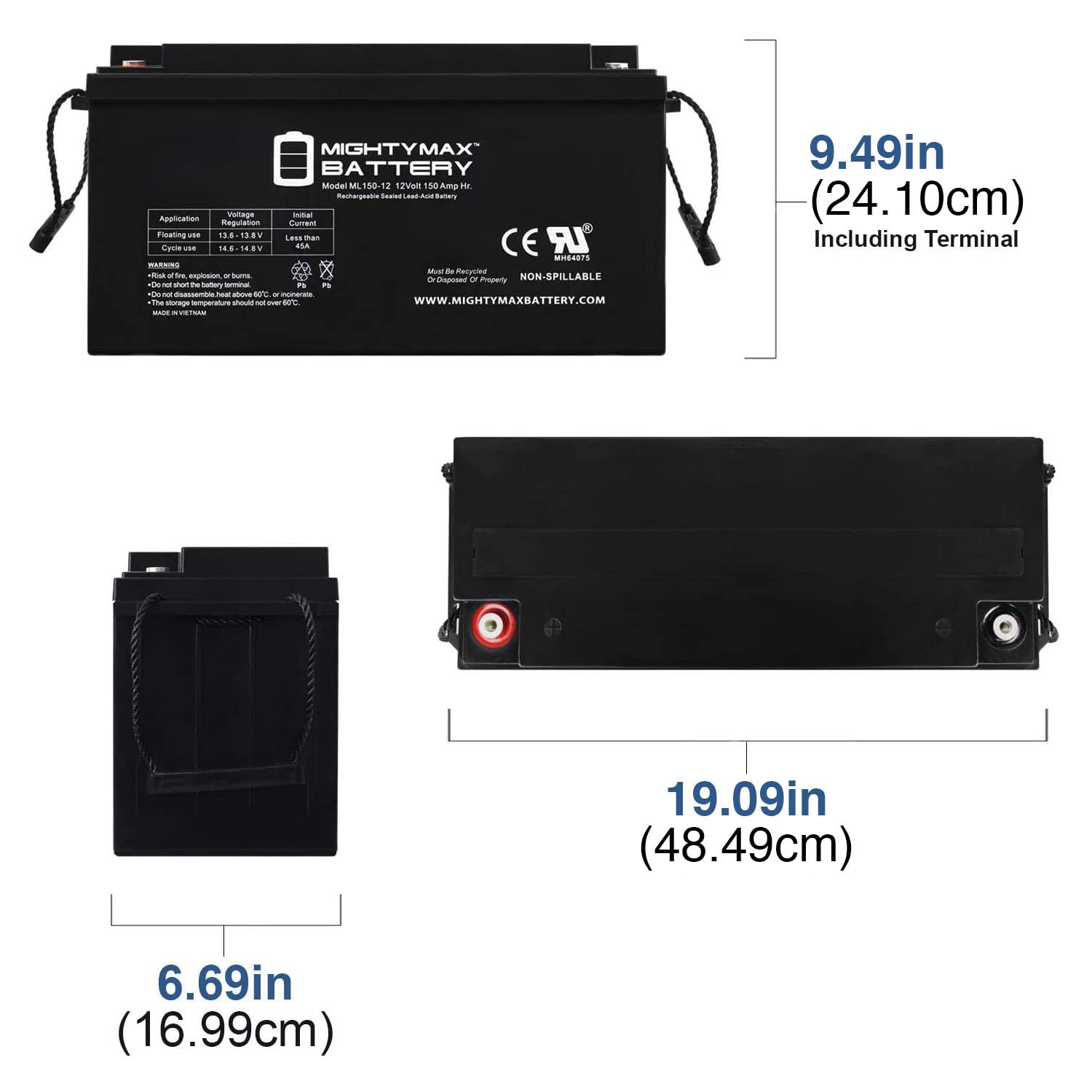 Mighty Max Battery 12V 150AH SLA Replacement Battery for AGM 641245