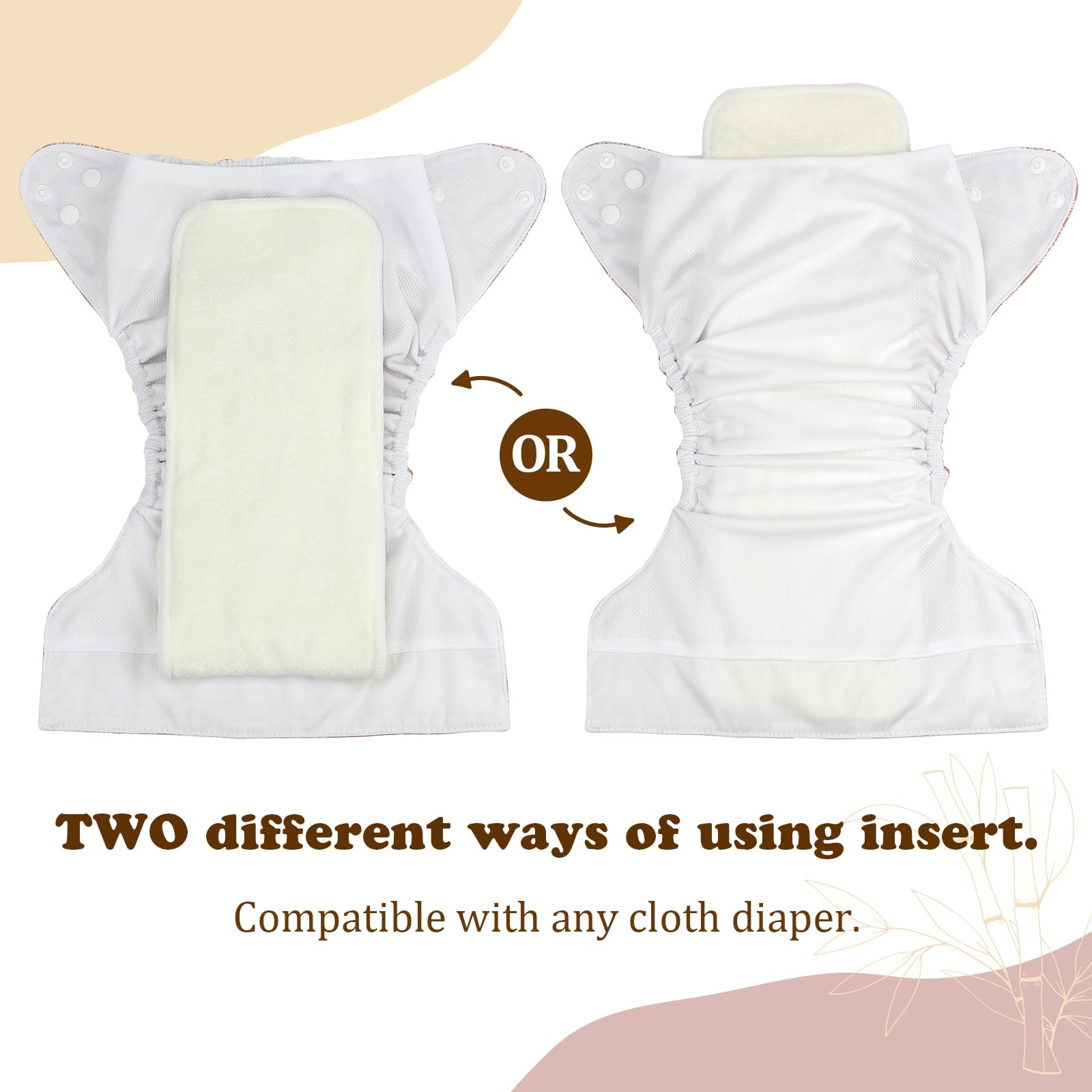 Mama Koala 5-Layer Basic Natural Cloth Diaper Inserts, Adjustable and Reusable for Any Baby Cloth Diaper(6 Pack)