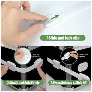 Clean Air Guard Child Safety Strap Locks (4 Pack) - Cabinet Locks for Babies - Fridge, Cabinets, Drawers, Dishwasher, Toilet, 3M Adhesive No Drilling - Baby proofing - Child Proof Cabinet latches