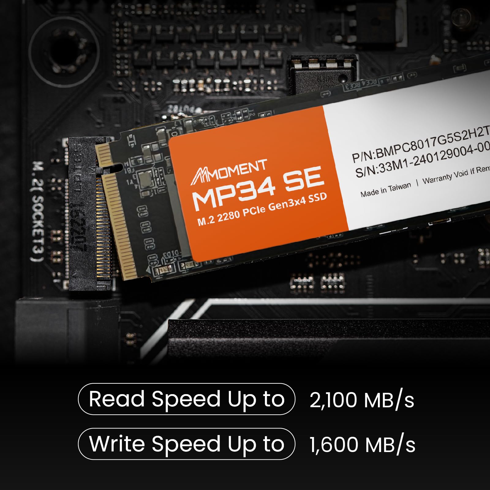 MMOMENT MT34 512GB SSD PCIe Gen3 NVMe M.2 2280 Internal Solid State Drive, Gen3.0X4, Read Speed up to 2000MB/s, for Laptop and PC Desktop