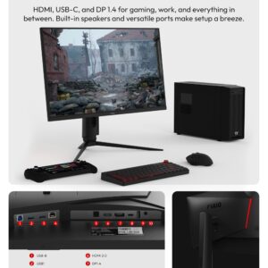 Pixio PX277 PRO 27 inch 165Hz Refresh Rate WQHD 1440p Resolution Fast IPS Panel 1ms GTG Response Time USB Type C Display Port and 65W Charging Adjustable Stand AMD FreeSync Premium HDR Gaming Monitor