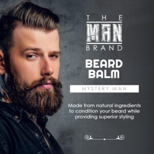 The Man Brand Beard Grooming Balm for Men - Natural Beeswax Based Conditioning Formula for Styling and Care (Mystery Man, 1 oz / 30 ml)