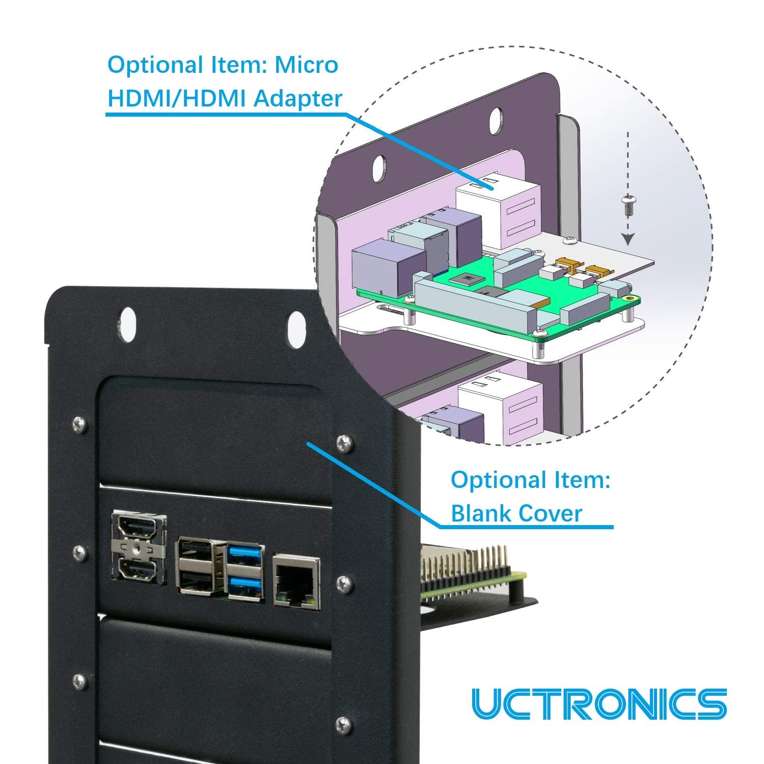 UCTRONICS 19 inch 3U Rack Mount with Pi 3B and Pi 4B Mounting Plate