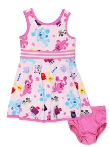 blue's clues & you baby toddler girls fit and flare ultra soft dress (24 months, baby pink)