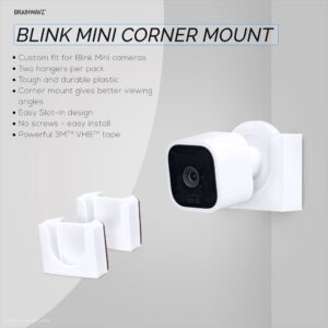 [EOL] Corner Wall Mount for Blink Mini (2 Pack) Security Camera - Adhesive Holder, No Hassle Bracket, Strong 3M VHB Tape, No Screws, No Mess Install (White) by Brainwavz [EOL]