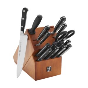 henckels couteau 16-pc knife block set| 8 steak knives,paring knife,serrated utility knife,prep knife,bread knife,chef’s knife, sharpener, shears