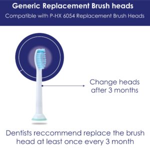 Sensitive Replacement Toothbrush Heads fits Most HX6054 Series - Electric Toothbrush Heads - 4 White Brush Heads