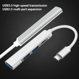 GIFZES USB Hub 3.0, USB C Adapter and 4-in-1 Docking Station,Docking Station Mini Plug Aluminium Alloy 4 in 1 USB/Type-C Hub for Computer Grey USB