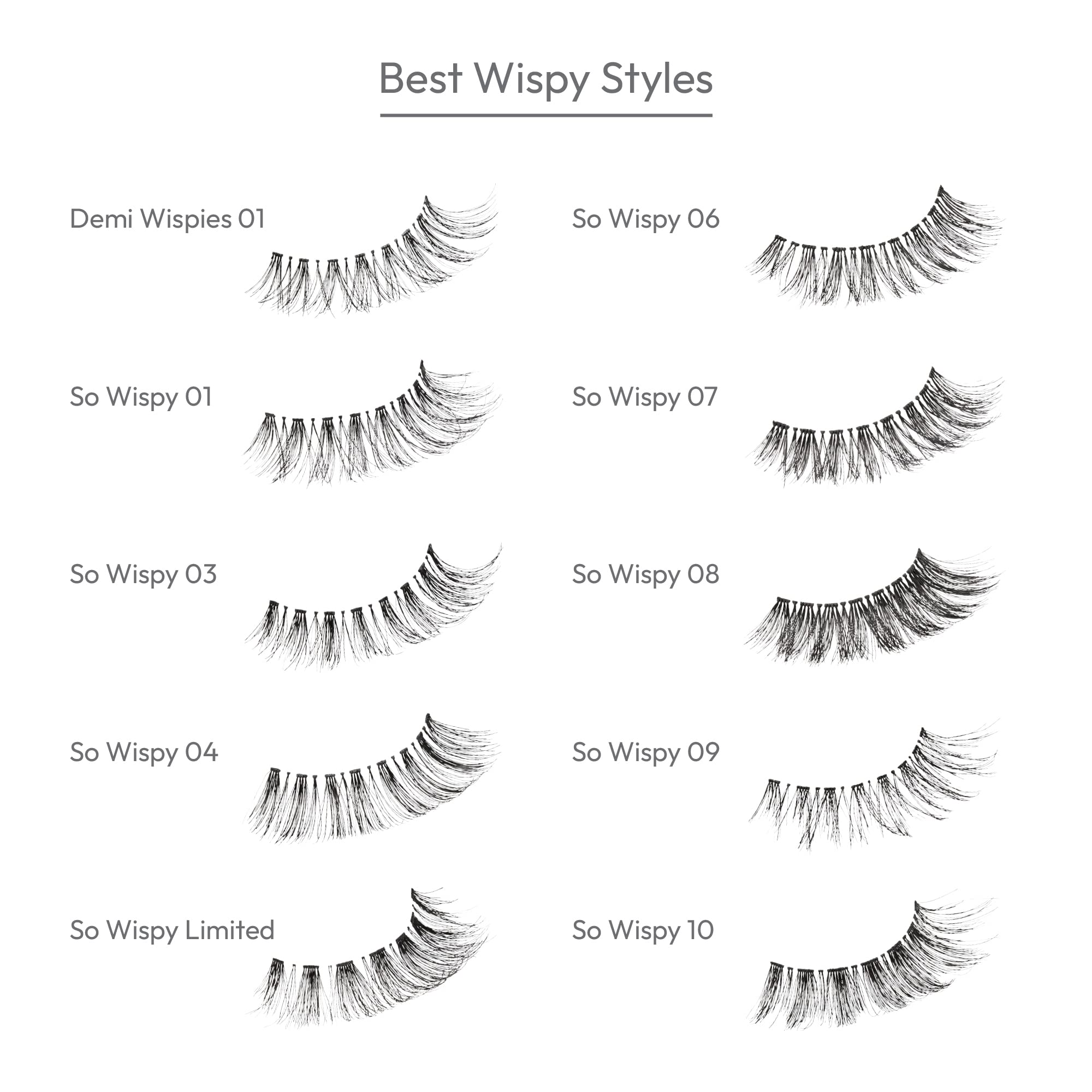 i-ENVY 10 Pairs So Wispy Human Hair Eyelashes Multipack, Natural Dramatic Fluffy False Lashes - Invisible Band, Volume & Curl, Lightweight, Reusable