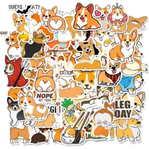 50pcs corgi puppy printed assorted stickers pack, self adhesive water bottle laptop suitcase automobile fridge skins corgi 1size