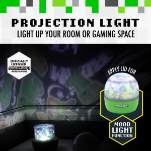 Paladone Minecraft Officially Licensed Creeper & Steve Projector Night Light, Gamer Projection Lamp Accessory, Minecraft Sounds, Gaming Bedroom Decor for Kids Mood Lighting with 4 Projector Sheets