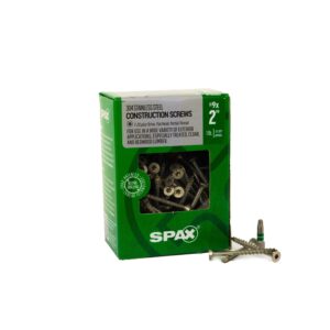 spax #9 x 2 exterior flat head stainless steel wood deck screws construction torx t-star plus (125 ea) 1 lb bit included rust resistant