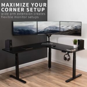 VIVO Triple Monitor Height Adjustable Desk Mount, 2 Pneumatic Arms, 1 Fixed, Counterbalance Stand, 17.6 lbs Weight Capacity, Max VESA 100x100, Fits up to 32 inch Screens, Black, STAND-V103G