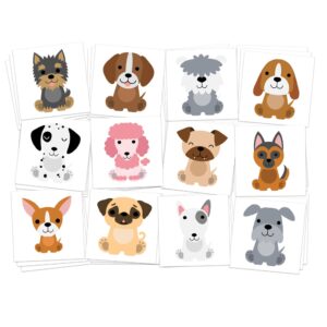 fashiontats puppy temporary tattoos | pack of 36 | made in the usa | skin safe | party supplies & favors | removable