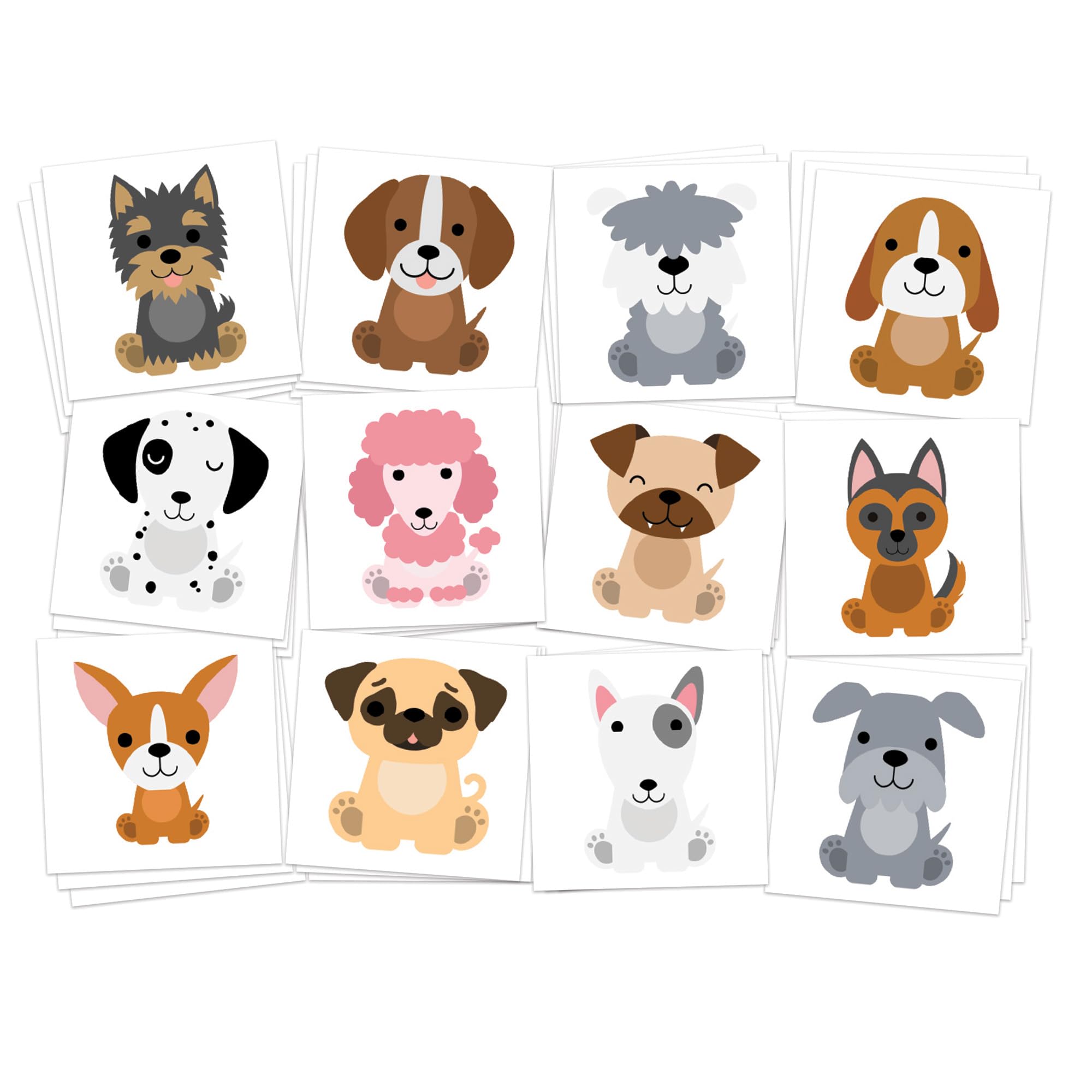 FashionTats Puppy Temporary Tattoos | Pack of 36 | MADE IN THE USA | Skin Safe | Party Supplies & Favors | Removable