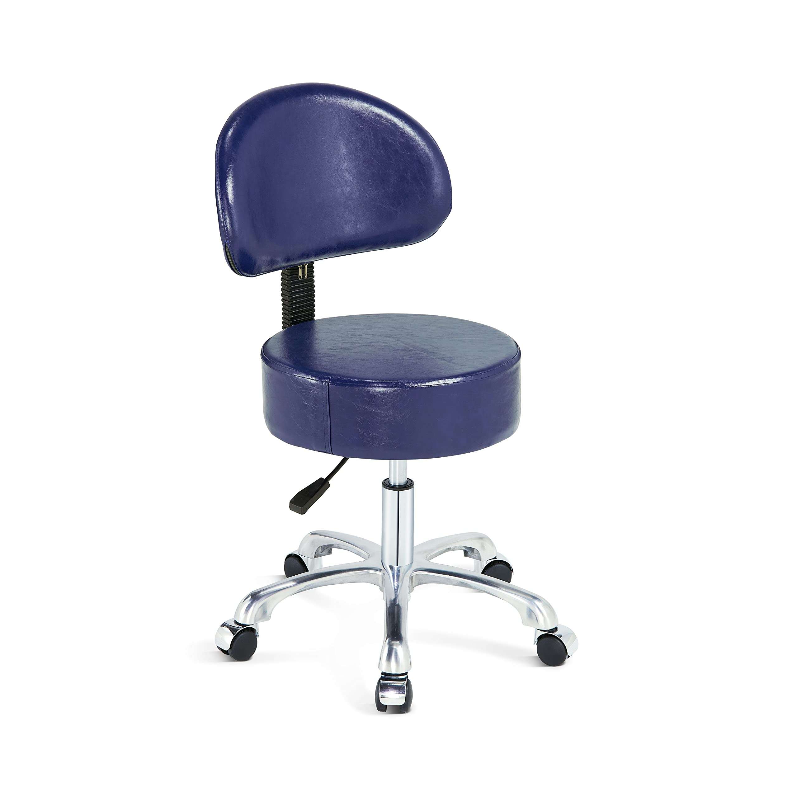 Lilfurni Thick Sturdy Padding with Wheels and Back Support,Swivel Rolling Stool Round Chair,Adjustable Stool for Doctor,Medical,Massage Salon,Office(Blue