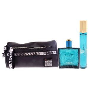 Versace Versace Eros Men 3.4oz EDP Spray, 0.3oz EDP Spray, Pouch 3 Pc Gift Set