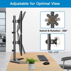 HUANUO Bundle – 2 Items: HUANUO Triple Monitor Stand - for 13-24 Inches 3 Monitor Desk Mount and Dual Monitor Stand Vertical Stack Screen Free-Standing Fits Two 13 to 32 Inch Computer Monitors