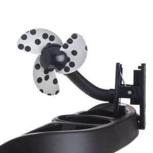 good gear soft fin clip on fan for travel stroller, baby crib & car seat - black dots/grey