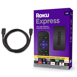 roku express hd streaming media player with high speed hdmi cable and simple remote & bundle swanky cables hdmi cable