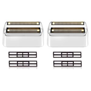 2 pack silver shaver replacement foil and cutters compatible with babyliss barberology double fxfs2 metal shaver foil replacement