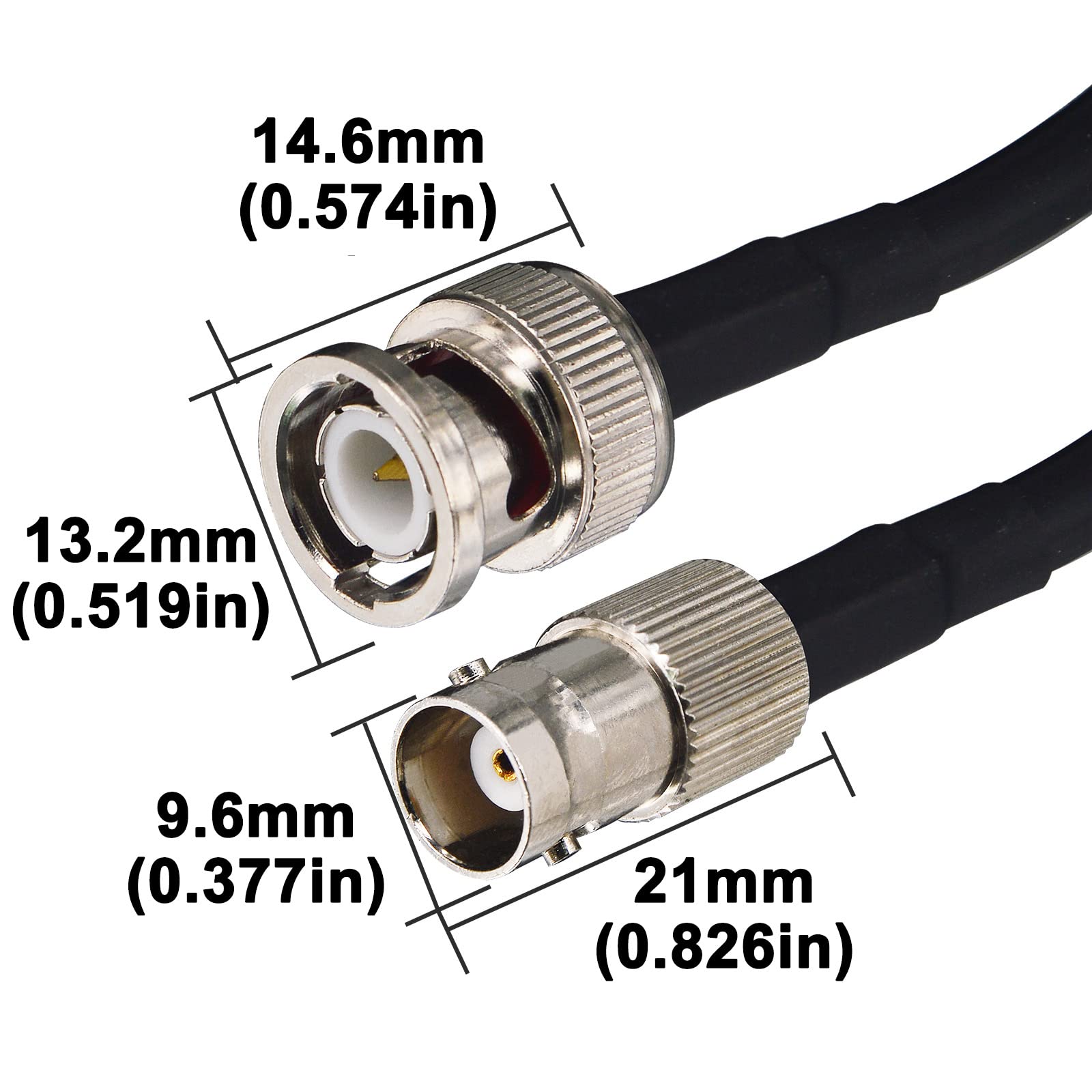 Boobrie Upgraded RG58 BNC Extension Cable 49.2Ft BNC Male to BNC Female Coaxial Cable 50 ohm Low Loss BNC Male to Female HD Video Coax Antenna Cable for CB Radio VHF UHF Ham Radio CCTV SDI Lead