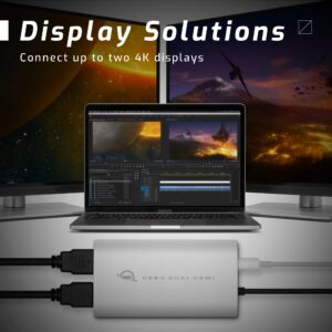 OWC USB-C to Dual HDMI 4K Display Adapter with DISPLAYLINK for Apple M1 Mac or Any Mac or PC with USB-C or Thunderbolt