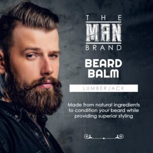 The Man Brand Beard Balm, Natural Beeswax Based Conditioning Balm for Beard Care, LumberJack Scent, 1 oz / 30 ml