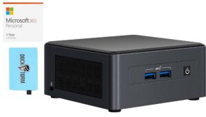 intel nuc 11 pro nuc11tnhi5 home & business mini desktop i5-1135g7 4-core, 8gb ram, 500gb hdd (2.5), iris xe, wifi, bluetooth, hdmi, win 11 home with ms 365 personal, hub