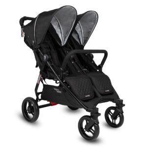 slim twin stroller 2024, double stroller, font bar, easy to fold, large canopy cover (licorice)