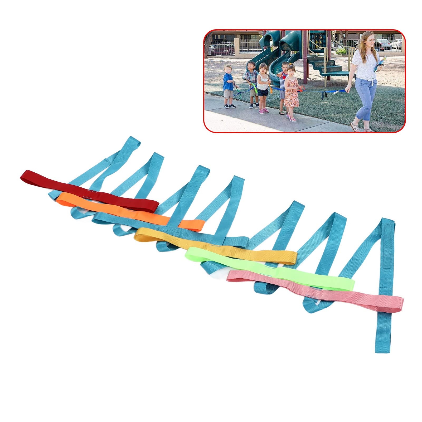 Safety Walking Rope, Sturdy 14 People Children Safety Walking Rope Nylon Webbing Portable Colorful for Daycare School