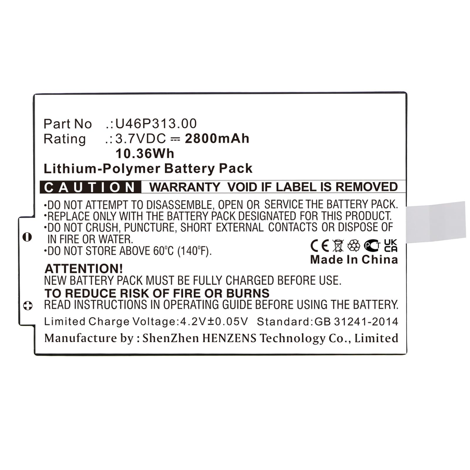 Synergy Digital Alarm System Battery, Compatible with Technicolor U46P313.00 Alarm System Battery (Li-Pol, 3.7V, 2800mAh)