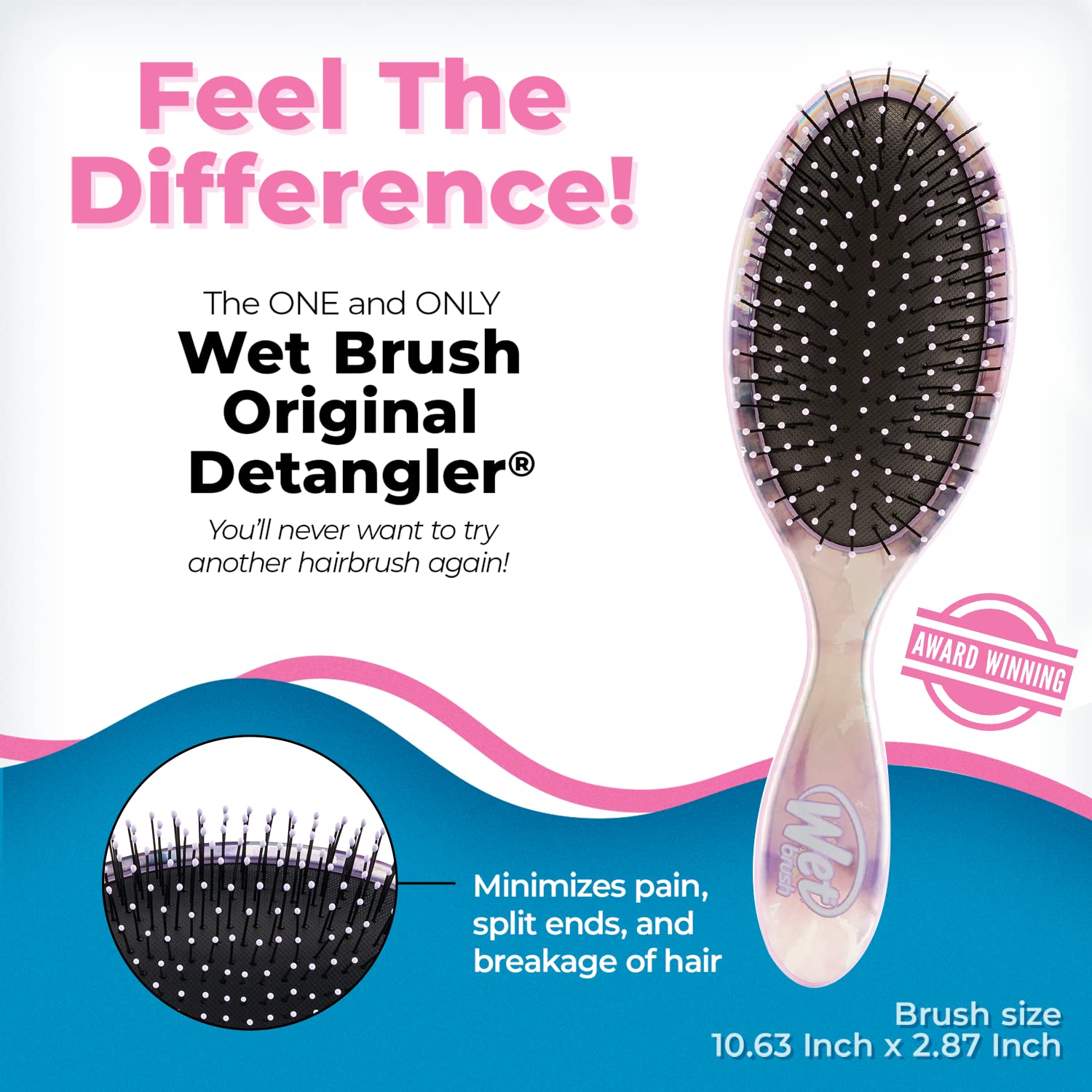 Wet Brush Original Detangler Hair Brush, Tye Dye Iris - All Hair Types - Ultra-Soft IntelliFlex Bristles Glide Through Tangles with Ease - Pain-Free Comb for Men, Women, Boys and Girls