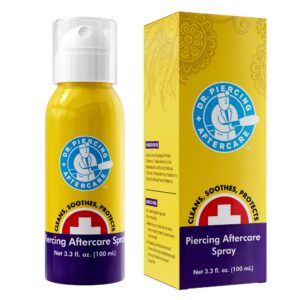 dr. piercing aftercare spray - saline solution for piercings - ear piercing cleaner saline wash spray - belly & nose piercing keloid bump, piercing cleaner - 100 ml,3.3 oz