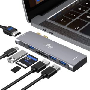 usb c hub adapter for macbook pro 2020 2019 2018 2017 2016 with 4k hdmi,100w pd 40gbps thunderbolt 3