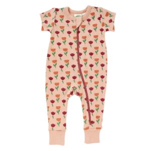 parade organic signature print '2-way' zip romper short sleeve citrus 3-6 months