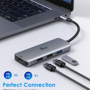 Powered USB C USB A to USB 3.0 Hub and USB C Dual HDMI Docking Station