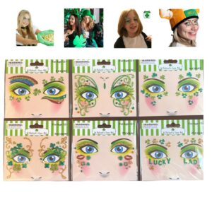 saint patricks day sets face jewels face gems stick on glitter face rhinestones for makeup with over 130 face stickers jewels temporary tattoos kit for rave party henna green