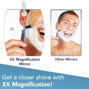 The Shave Well Company Magnifying Anti-Fog Shaving Mirror | Fogless Bathroom Handheld Mirror for Men and Women | Hanging Shower Mirror Includes Long-Lasting Removable Adhesive Hook