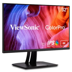 viewsonic vp3256-4k 32 inch 4k uhd ips ergonomic monitor with ultra-thin bezels, color accuracy, pantone validated, 60w usb c