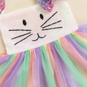 Toddler Baby Girls Princess Mesh Dress Easter Bunny Sequined Sleeveless Halter Tulle Tutu Dress Party Sundress (Colorful, 2-3 Years)