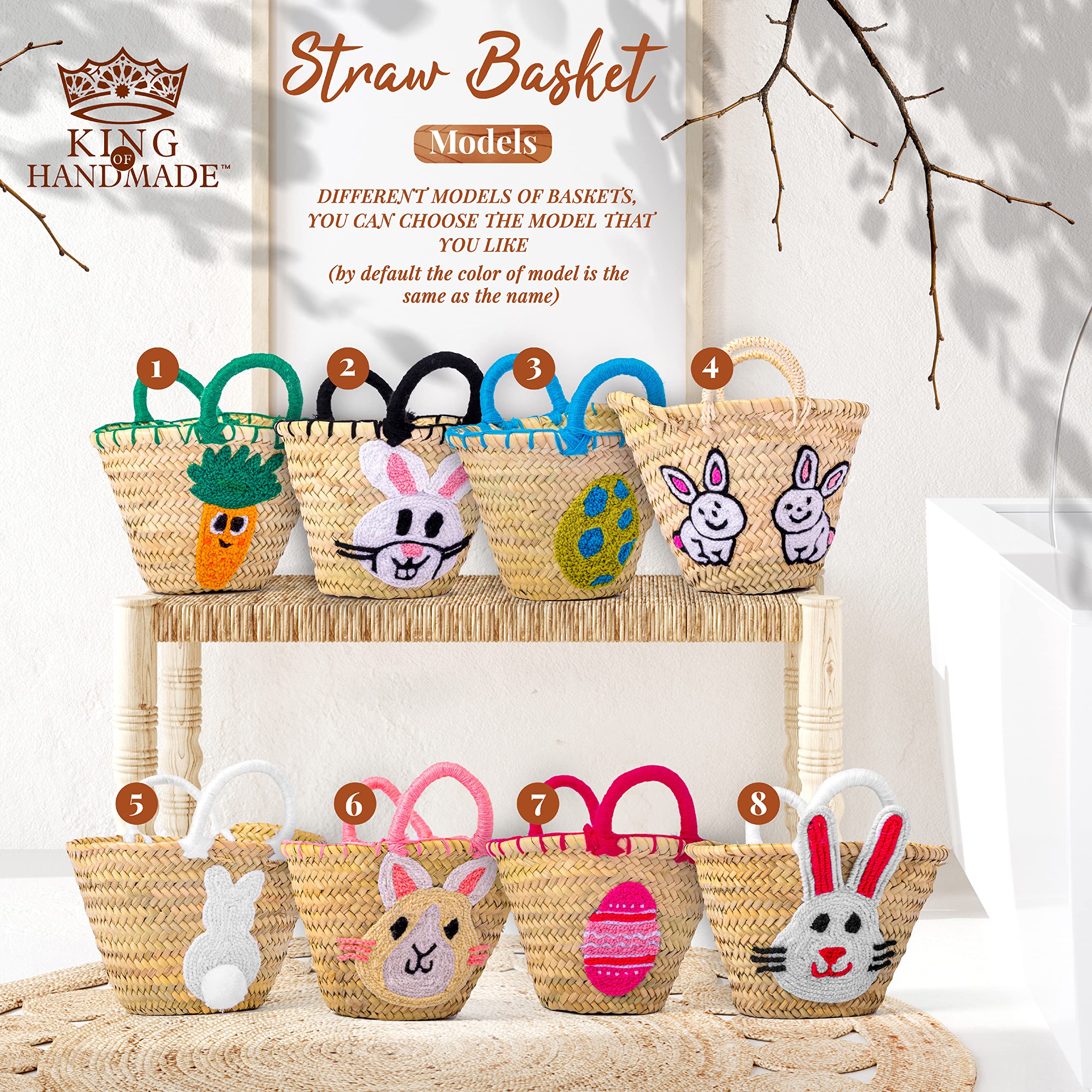 Personalized Easter Basket - Handmade Bunny Baskets With Custom Name, Cute Rabbit And Colorful Pompoms For Kids - Perfect For Easter Egg Hunt, Storage Candies, Spring Birthdays And Baby Showers