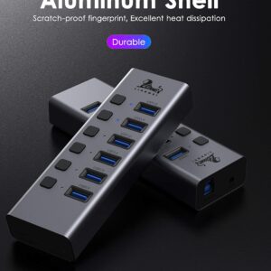 Powered USB C USB A to USB 3.0 Hub and USB C Dual HDMI Docking Station