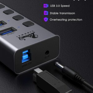 Powered USB C USB A to USB 3.0 Hub and USB C Dual HDMI Docking Station