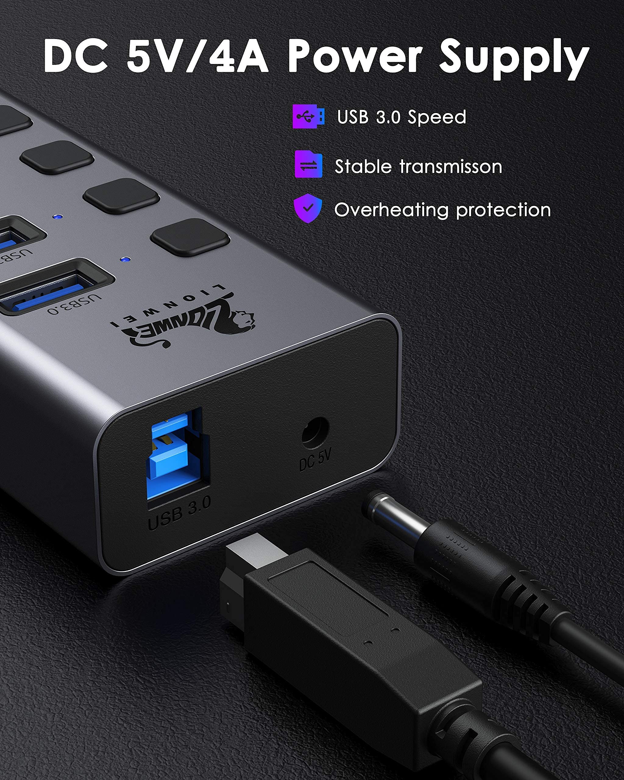 Powered USB C USB A to USB 3.0 Hub and USB C Dual HDMI Docking Station