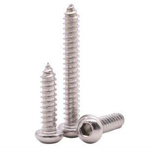 M4 x 20mm Button Head Socket Cap Self Tapping Screws, 304 Stainless Steel 18-8 Wood Screws, Full Coarse Thread Sheet Metal Screws, Pack of 50