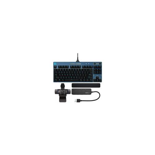 Logitech G PRO Mechanical GX Brown Tactile Switch Gaming Keyboard (League of Legends Edition) Bundle with Webcam, Palm Rest and Hub (4 items)