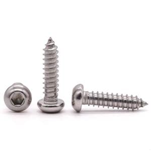 M4 x 20mm Button Head Socket Cap Self Tapping Screws, 304 Stainless Steel 18-8 Wood Screws, Full Coarse Thread Sheet Metal Screws, Pack of 50